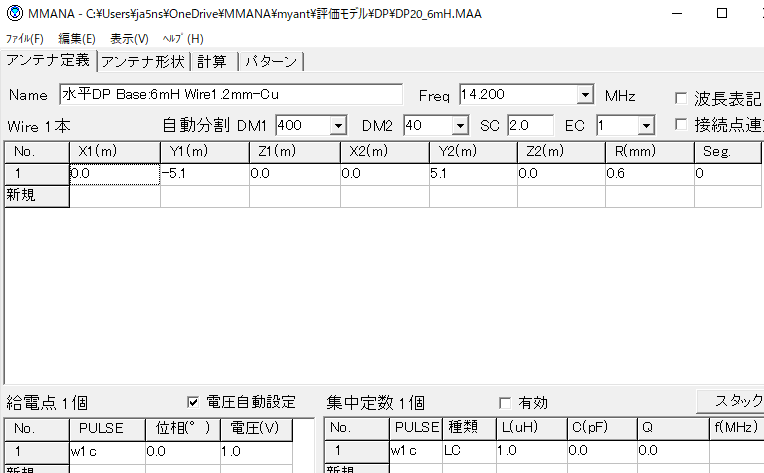 (HDA比較)水平DP_14.200MHz_6mH_1.2㎜_Wire_Model: JO3KRPの独り言